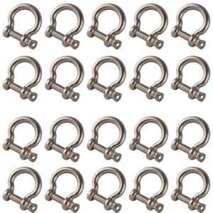 Box of 20 x 20mm Bow Shackles With Screw Pin 316 Marine Grade Stainless ...