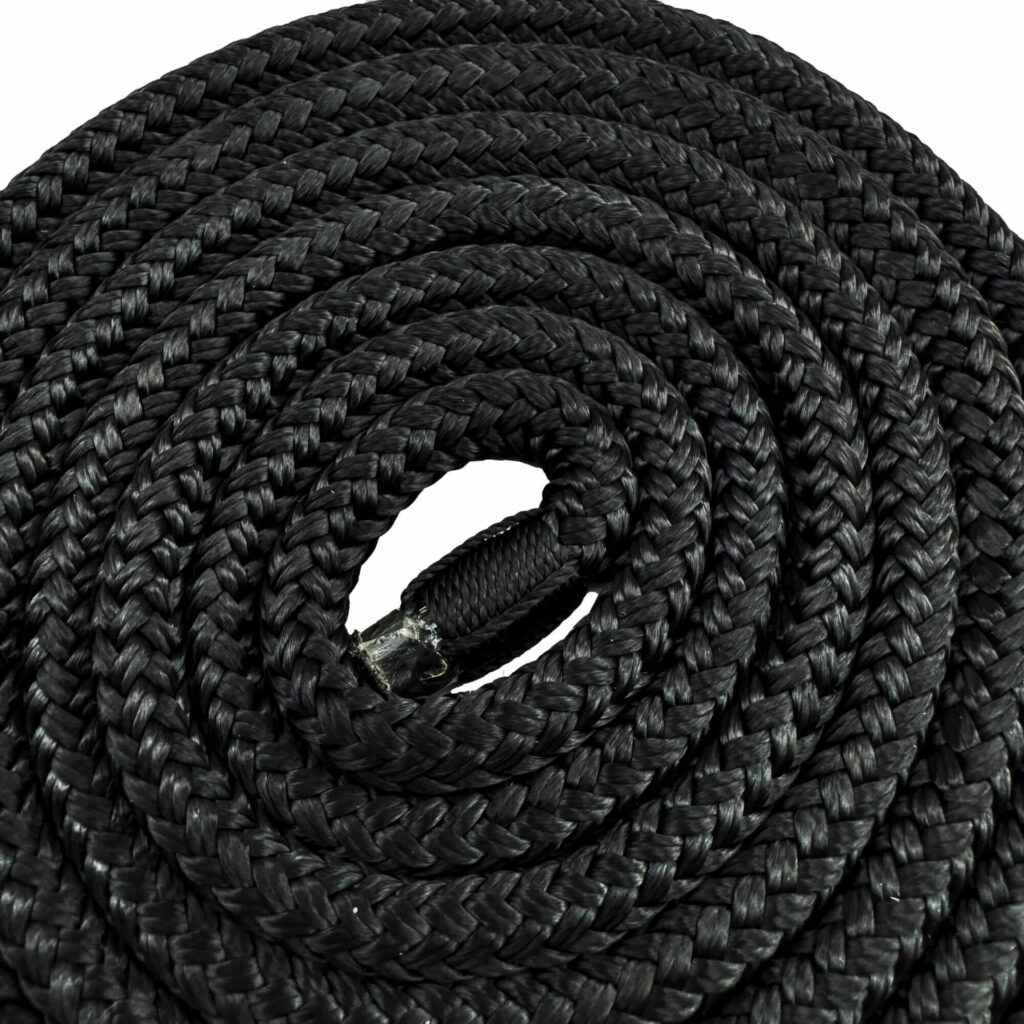 2 x 8mm Black Double Braid Polyester Fender Line x 2 Metres with 70mm ...