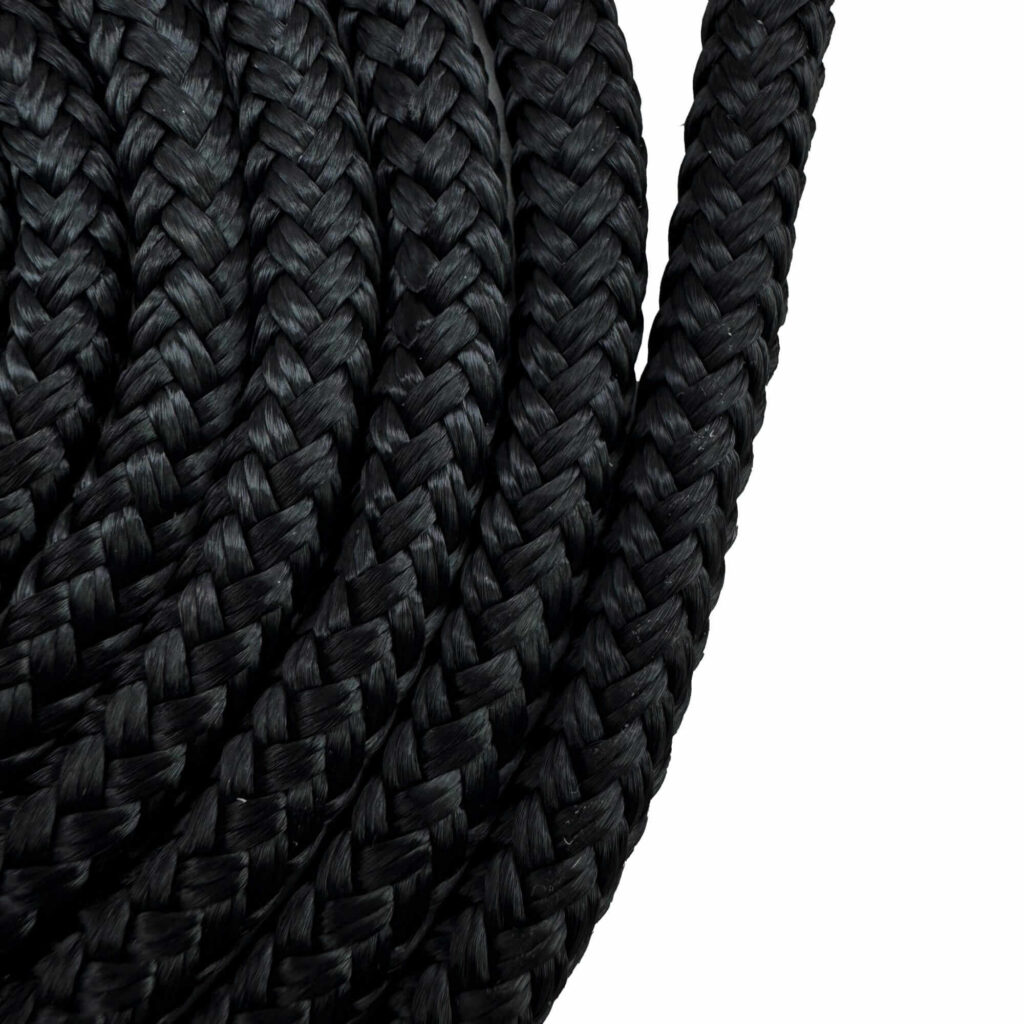 2 x 8mm Black Double Braid Polyester Fender Line x 2 Metres with 70mm ...