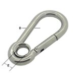 5mm Stainless Steel Carbine Hook With Eyelet - RopeServices UK