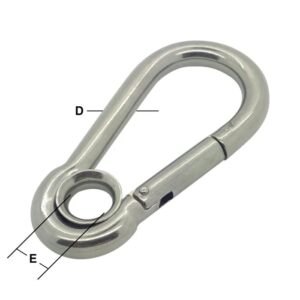 5mm Stainless Steel Carbine Hook With Eyelet - RopeServices UK