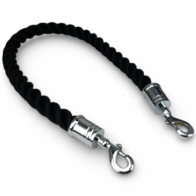 24mm Black Softline Barrier Rope x 1.5 Metre Polished Chrome Trigger ...