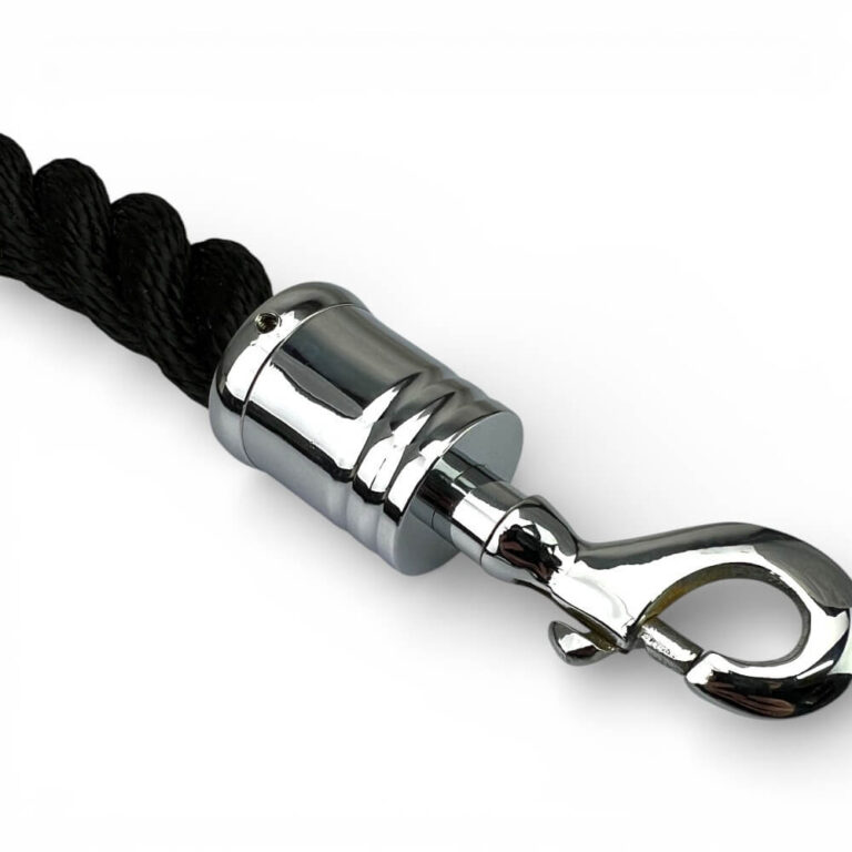 24mm Black Softline Barrier Rope x 3 Metres Polished Chrome Trigger ...
