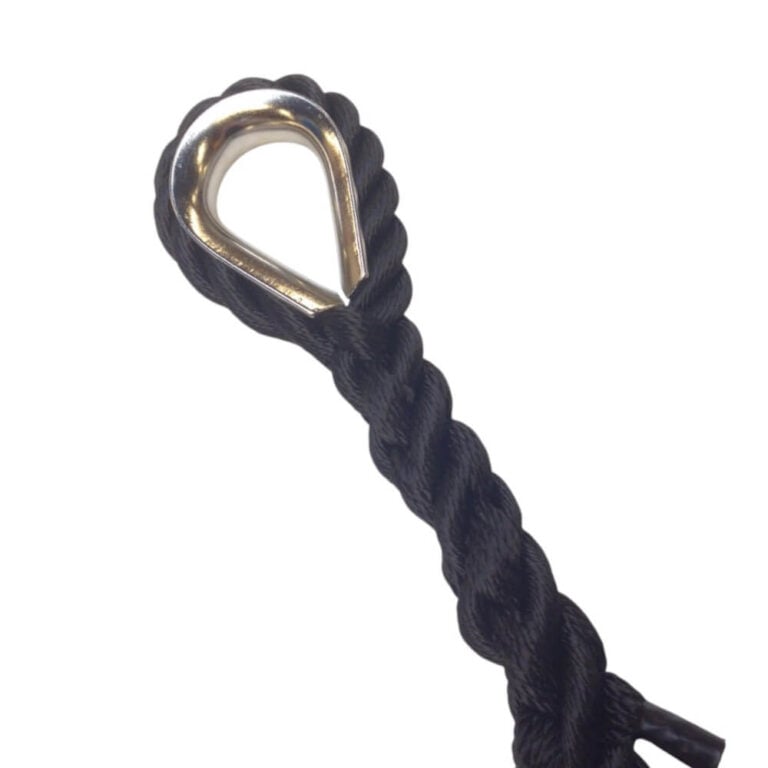 6mm Black 3 Str Nylon Anchor Rope 30m Reel, 6" Soft Eye Stainless ...