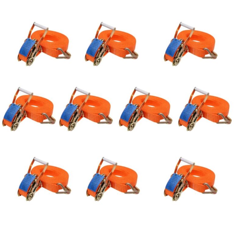 Pack of 10 x 50mm Orange Polyester Ratchet Strap x 6 Metres With Claw ...
